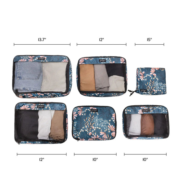 Jadyn 6-Piece Packing Cube Set {Navy Floral} – Embark Travel Store